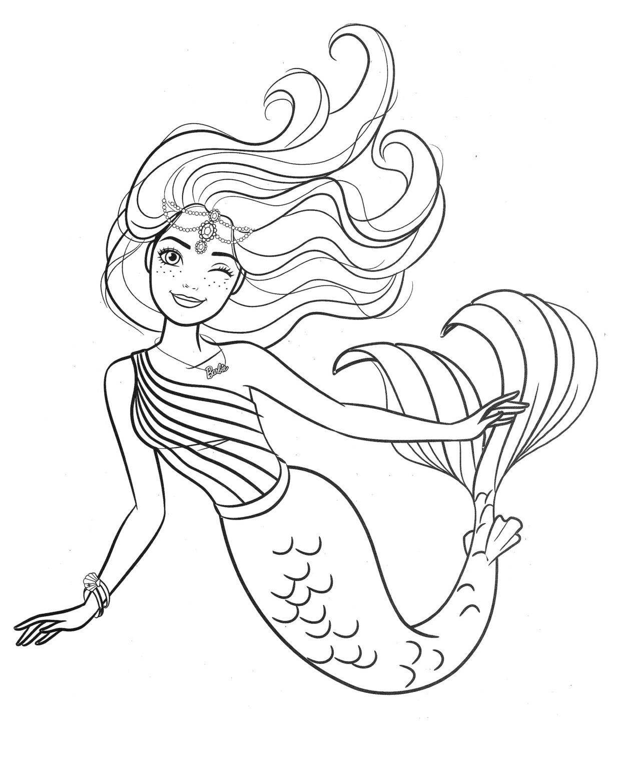 Dibujos de Barbie Sirena para Colorear