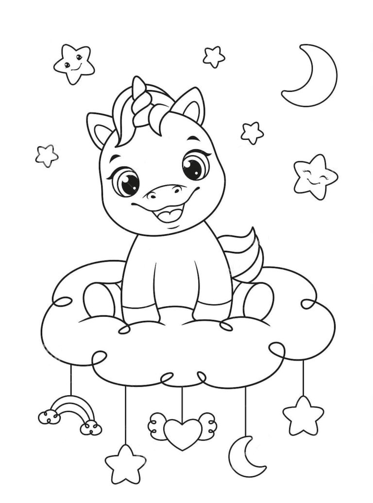 Baby Unicorn Coloring Pages