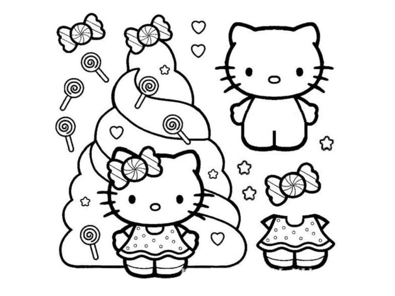 Disegni di Natale Hello Kitty da Colorare