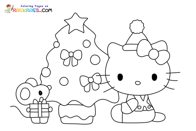 Disegni di Natale Hello Kitty da Colorare
