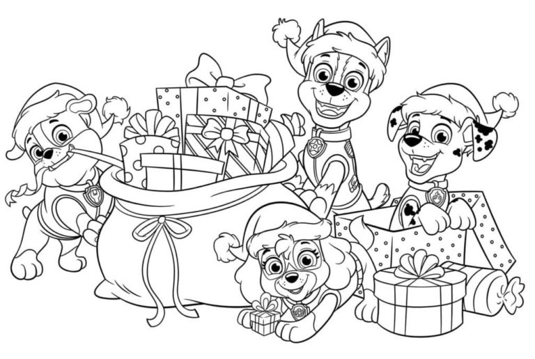 Ausmalbild Paw Patrol Weihnachten
