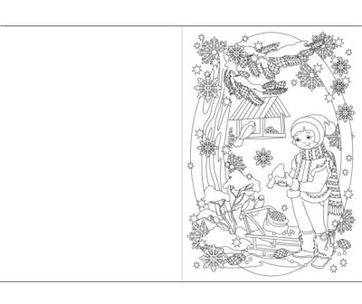 Dibujos de Tarjetas de Navidad para Colorear