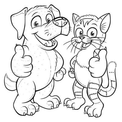 Dibujos de Perros y Gatos para Colorear