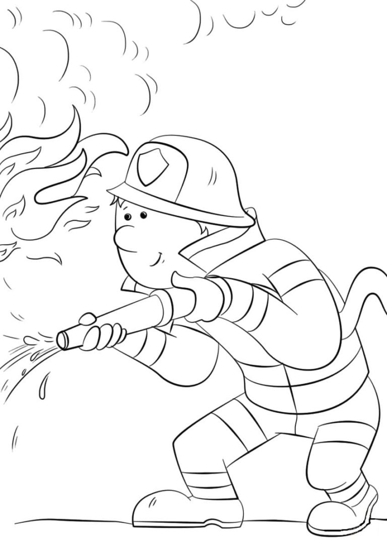 Coloriage Pompier à imprimer