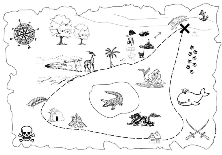 Kolorowanki Mapa Skarbów | Darmowe Malowanki do wydruku