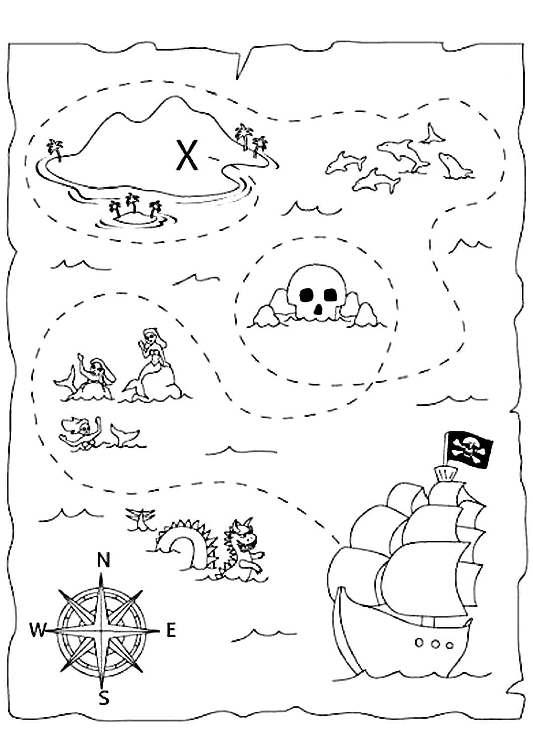 Treasure Map Coloring Pages