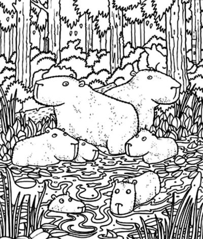 Capybara Coloring Pages | Free Printables