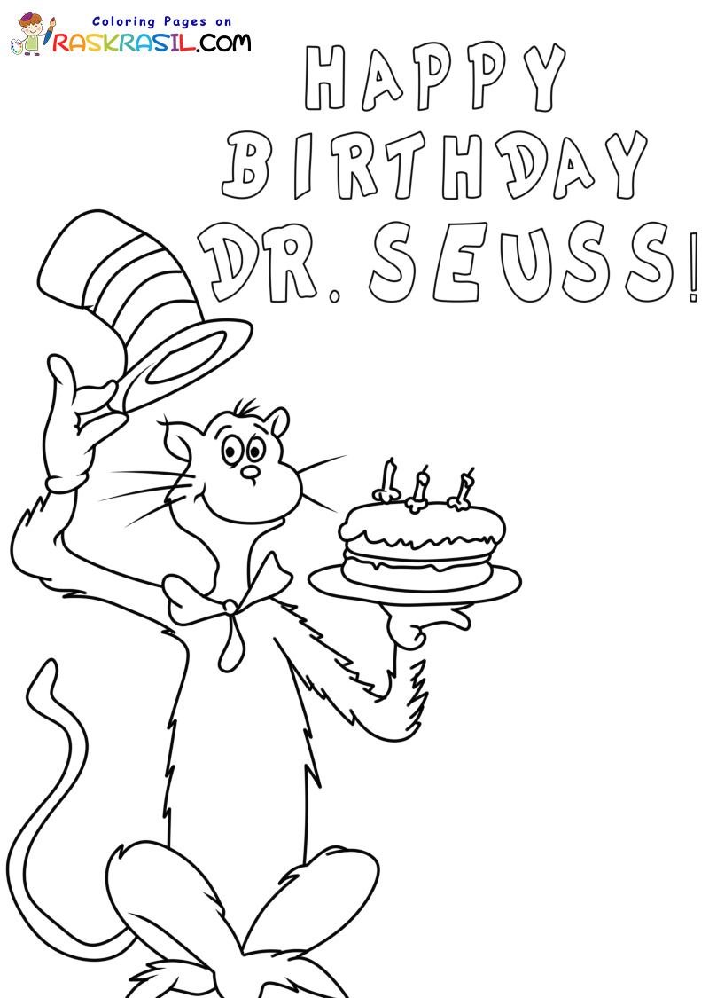 Happy Birthday Dr Seuss Coloring Pages