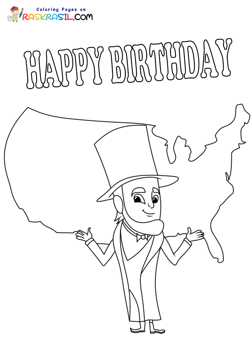 Happy Birthday Presidents Washington and Lincoln Coloring Pages