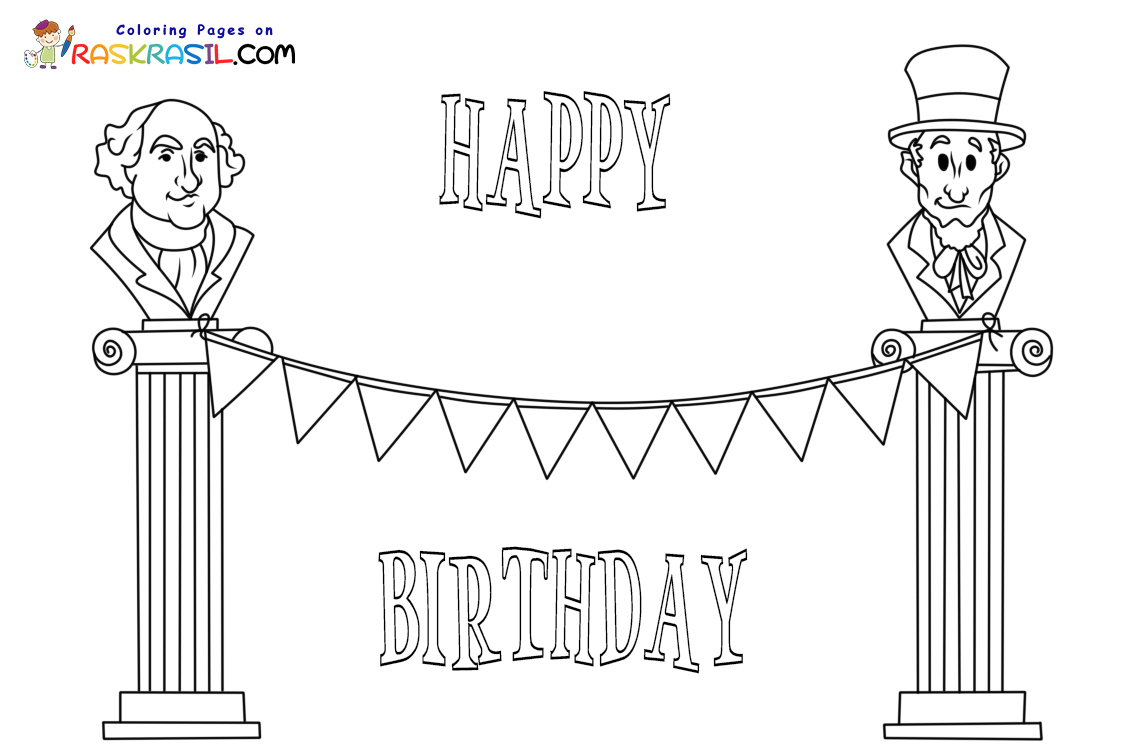 Happy Birthday Presidents Washington and Lincoln Coloring Pages