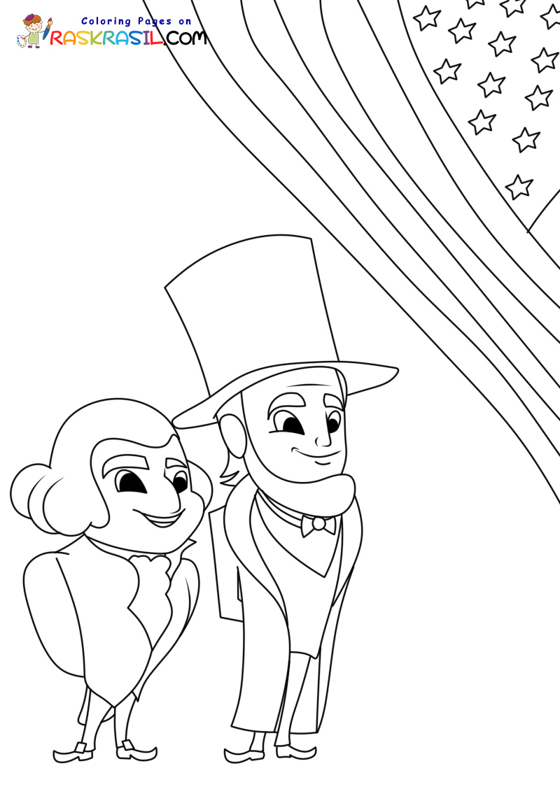 Happy Birthday Presidents Washington and Lincoln Coloring Pages
