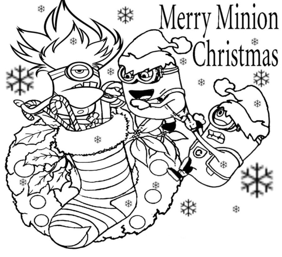 Desenhos de Minions no Natal para Colorir