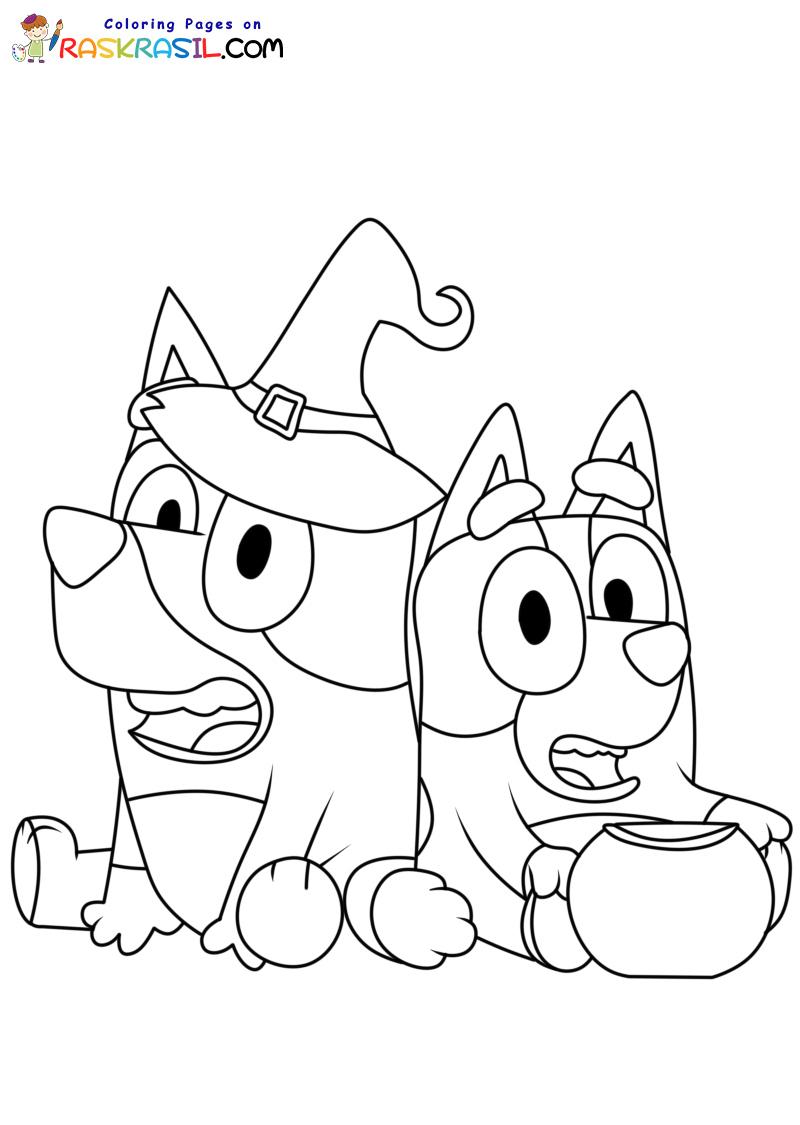 Dibujos De Bluey Halloween Para Colorear