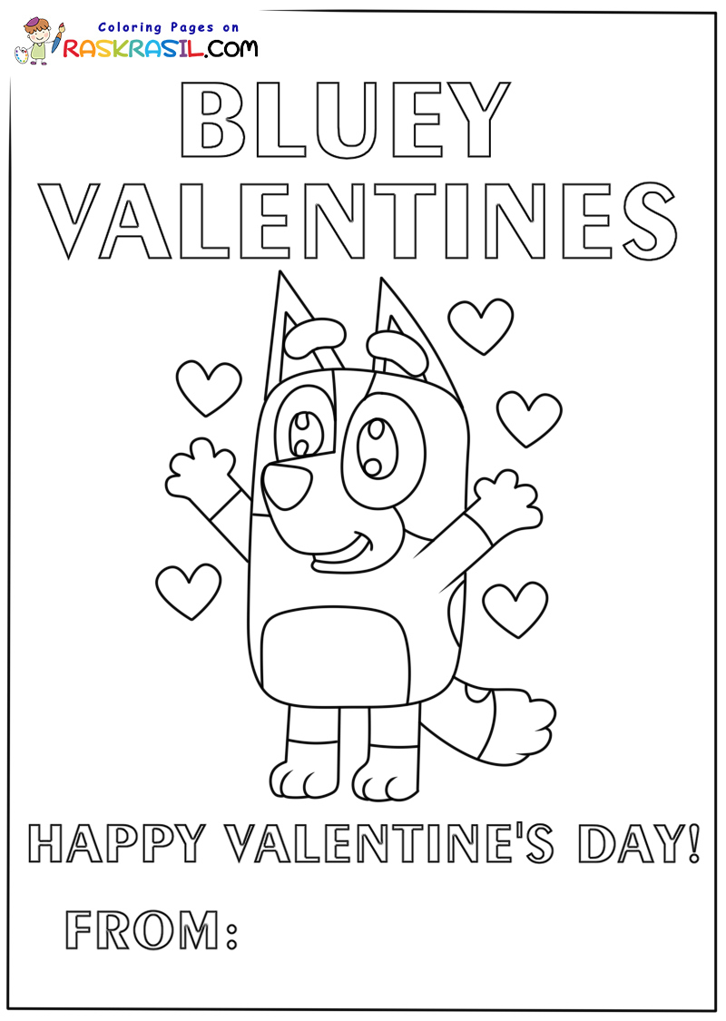 Bluey Valentine Coloring Pages