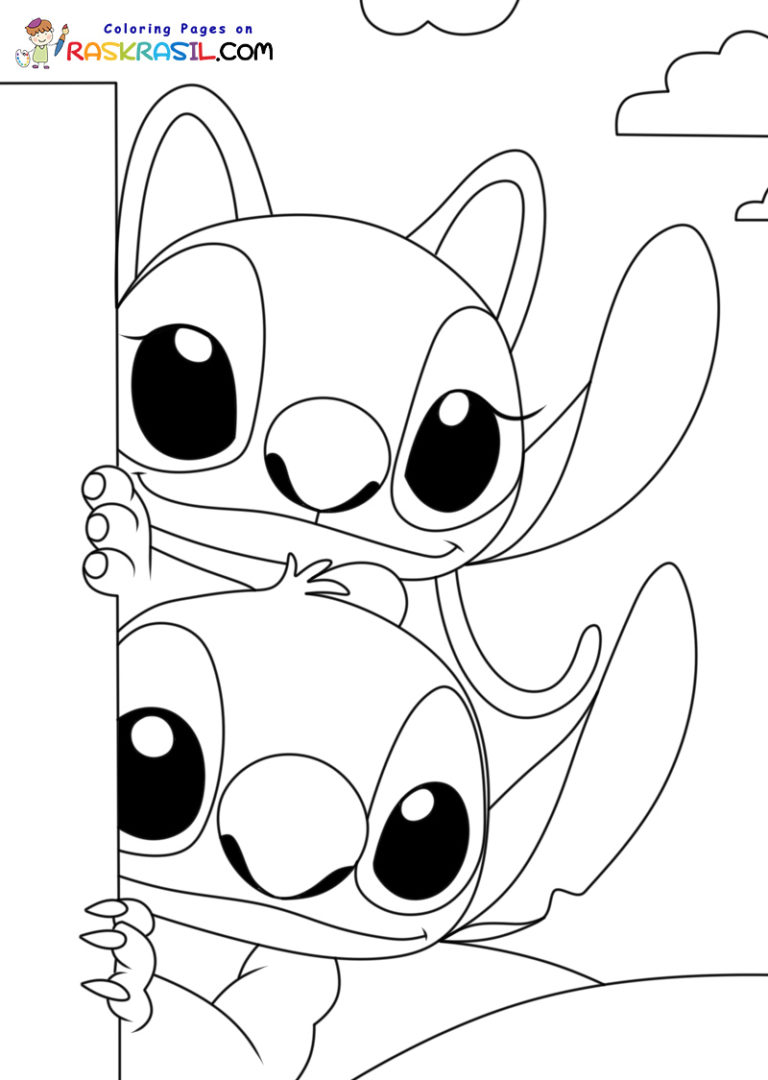 Coloriage Stitch et Angel à imprimer