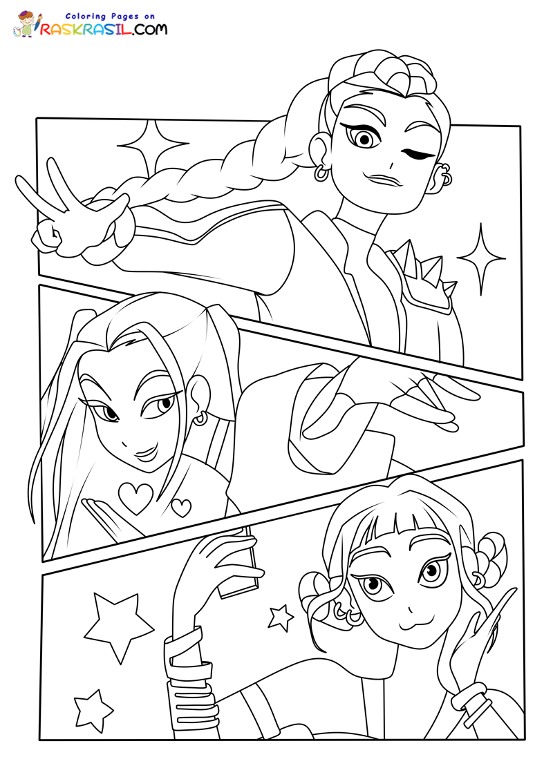 Dibujos de Las Guerreras K-pop para Colorear