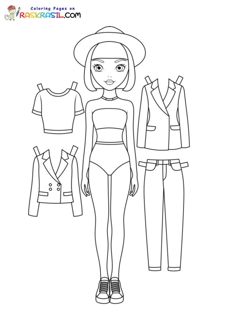 Dibujos de Muñecas de Papel para Colorear