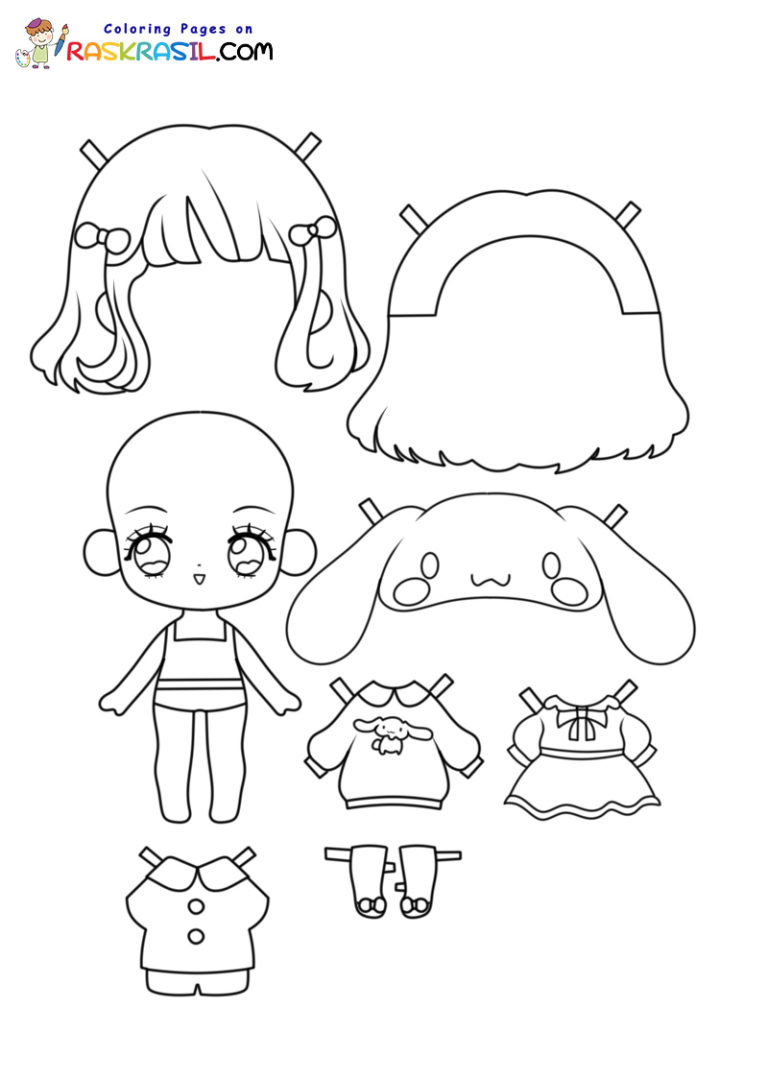 Coloriage Poupées de Papier à imprimer