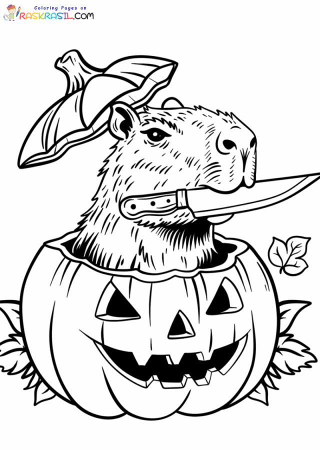 Coloriage Capybara Halloween à imprimer