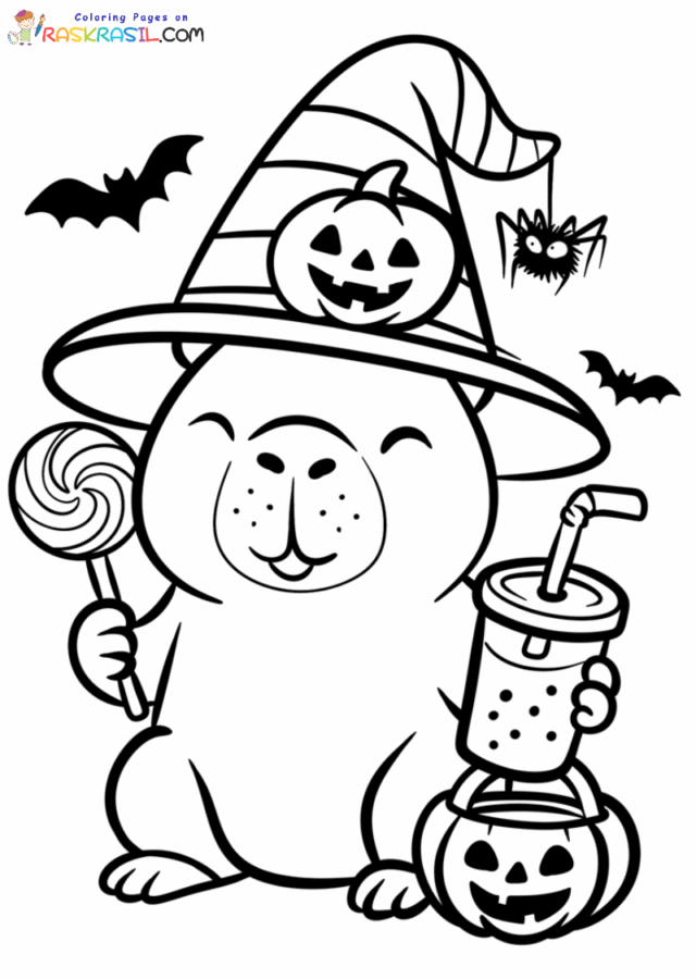 Coloriage Capybara Halloween à imprimer
