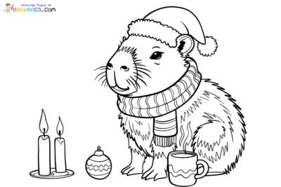 Christmas Capybara Coloring Pages | Free Printables