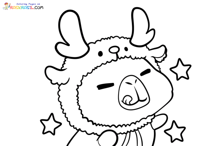 Christmas Capybara Coloring Pages | Free Printables