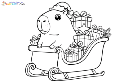 Christmas Capybara Coloring Pages | Free Printables