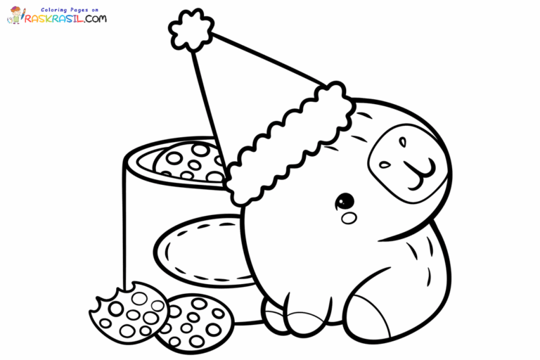 Christmas Capybara Coloring Pages | Free Printables