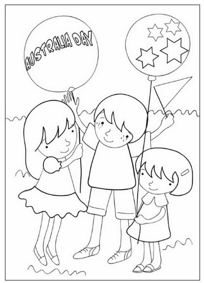 Coloring pages Day Australia. Print holiday pictures for free