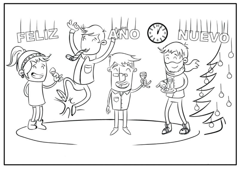 Dibujos de Año Nuevo para colorear. Imprime gratis