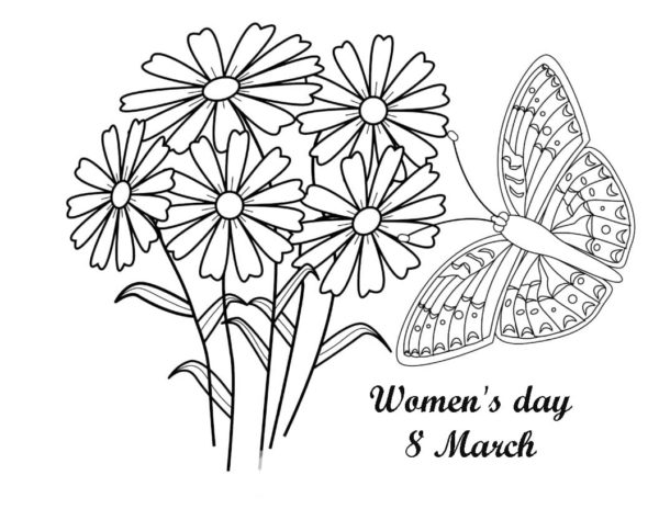 Coloring pages Women's Day March 8th. Print and congratulate women