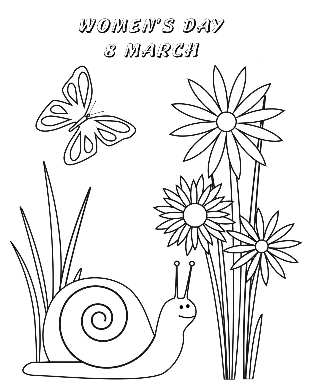 Coloring pages Women's Day March 8th. Print and congratulate women