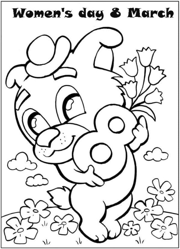 Coloring pages Women's Day March 8th. Print and congratulate women