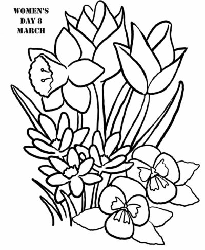 Coloring pages Women's Day March 8th. Print and congratulate women