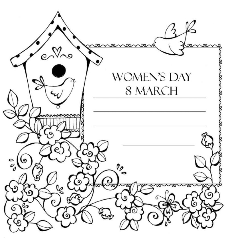 Coloring pages Women's Day March 8th. Print and congratulate women