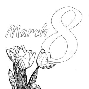 Coloring pages Women's Day March 8th. Print and congratulate women
