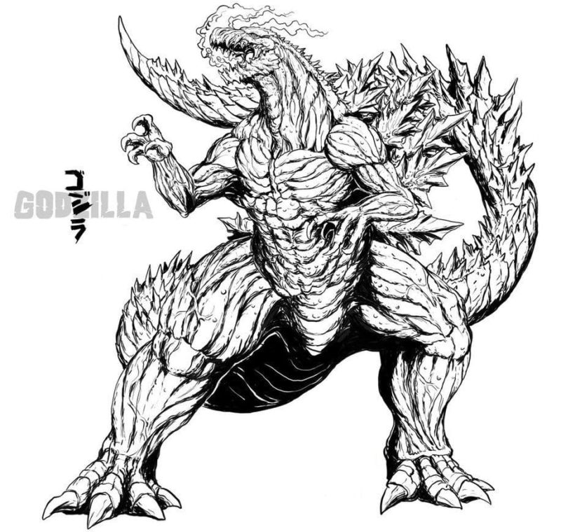 Coloriage Godzilla. Imprimer un monstre gratuitement