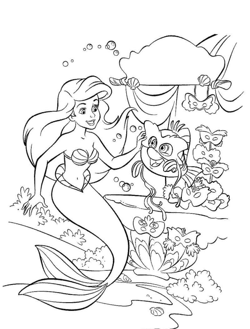 Coloriage Ariel la petite sirène. Imprimer pour les filles