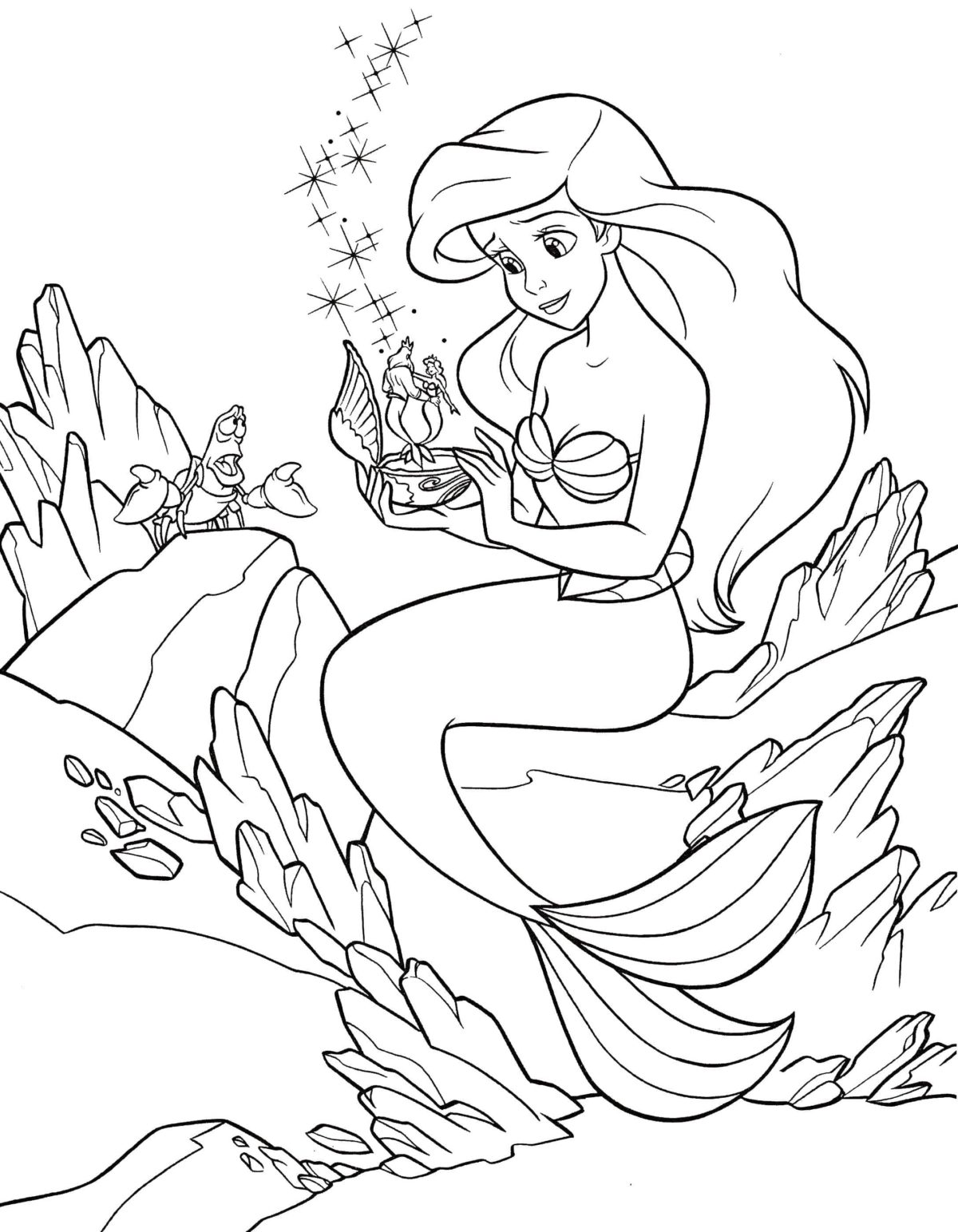 Coloriage Ariel la petite sirène. Imprimer pour les filles