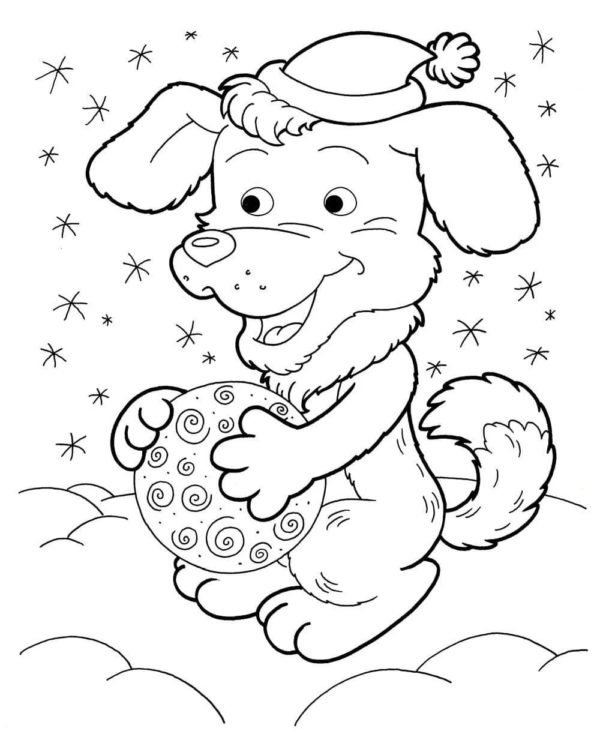 Coloriage Chien de Noel à imprimer