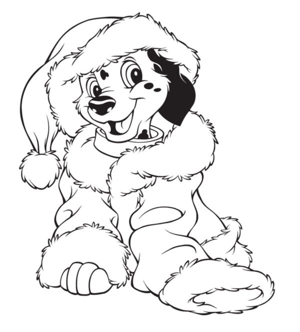 Coloriage Chien de Noel à imprimer