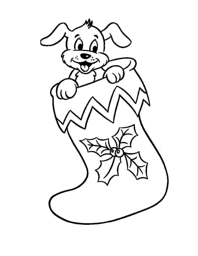 Dibujos de Perro de Navidad para colorear - 60 imágenes para imprimir