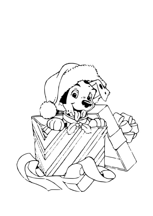 Coloriage Chien de Noel à imprimer
