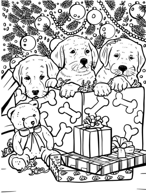 Coloriage Chien de Noel à imprimer