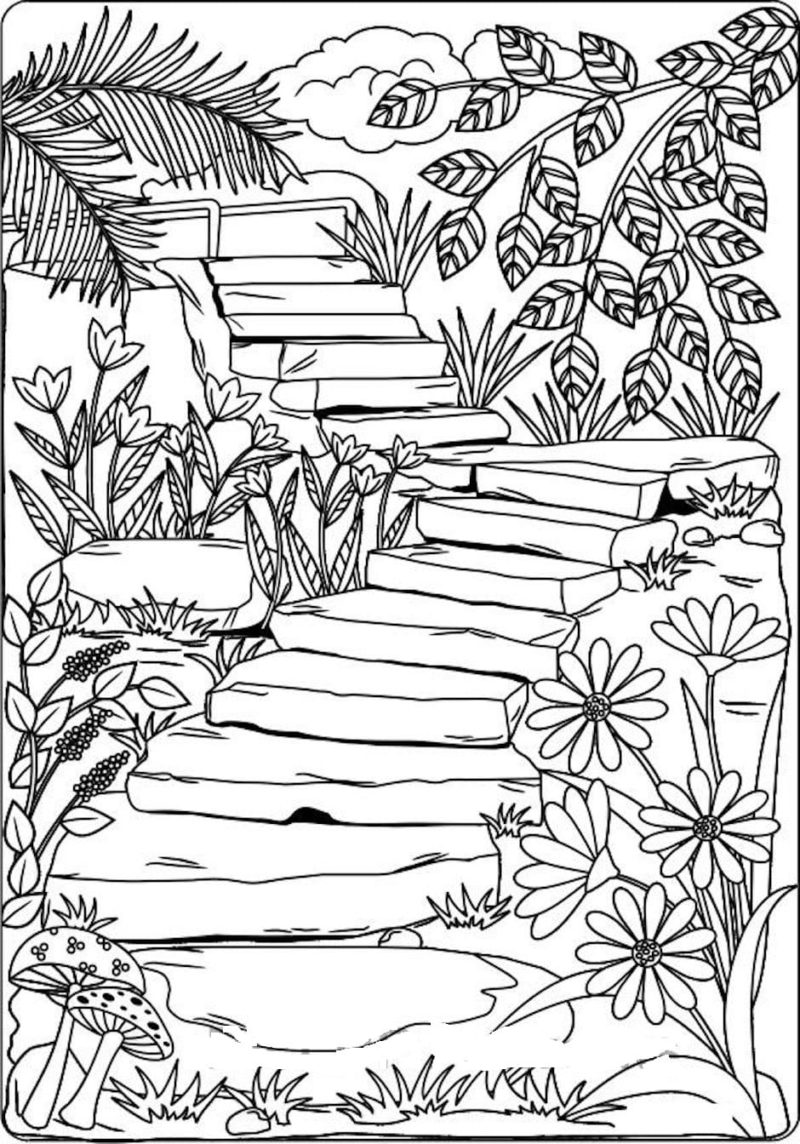 Scenery Coloring Pages for Adults | 60 Pictures Free Printable