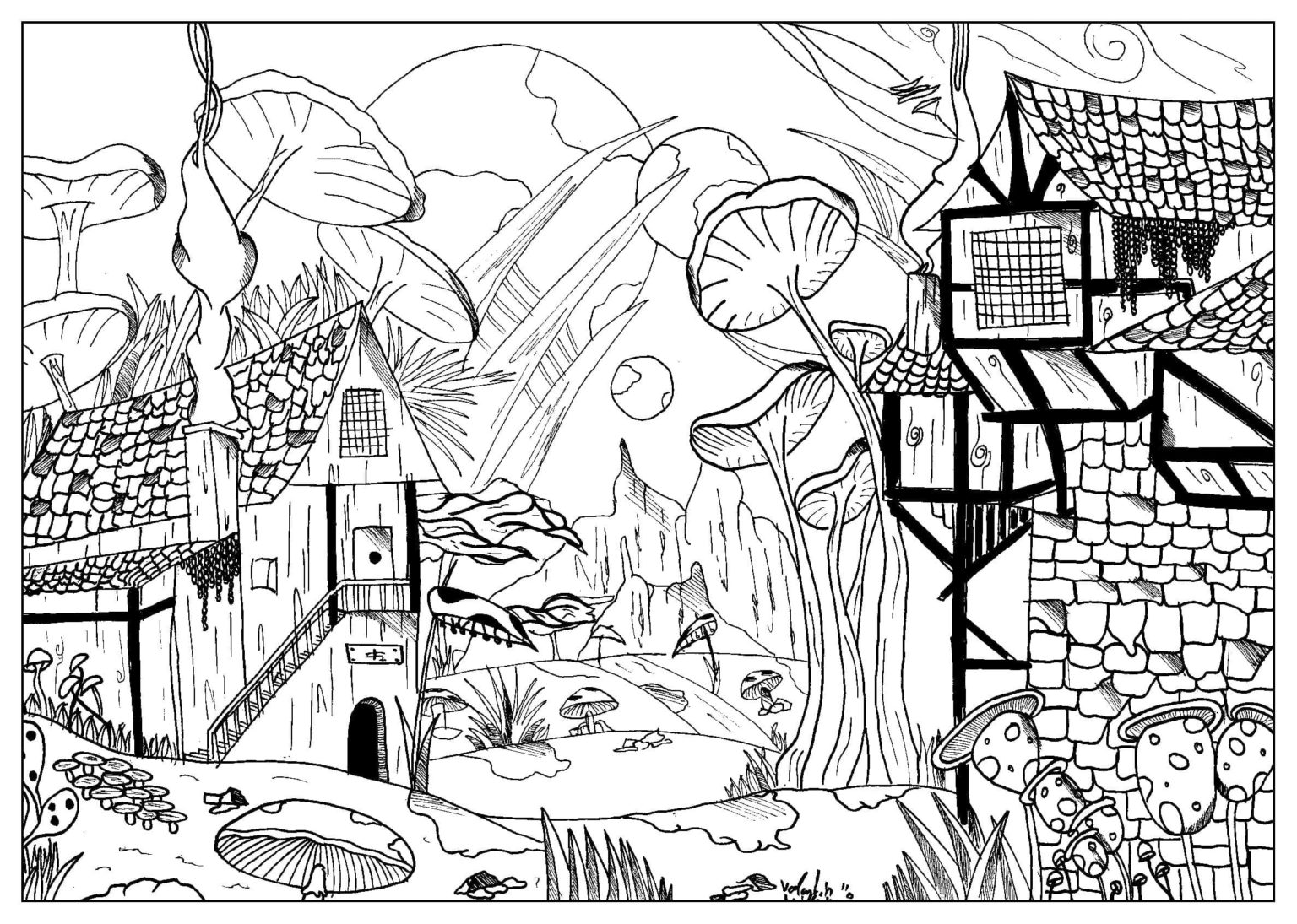 Scenery Coloring Pages for Adults | 60 Pictures Free Printable