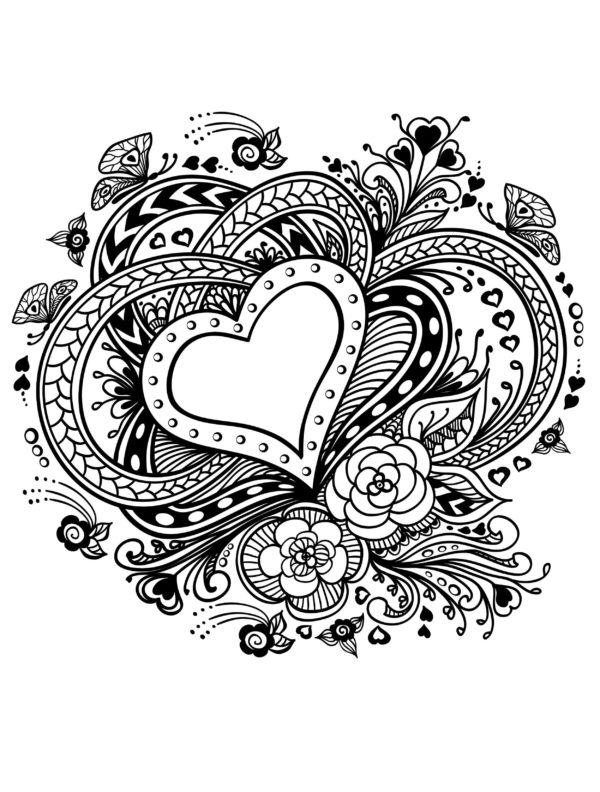 Abstract Heart Coloring Pages
