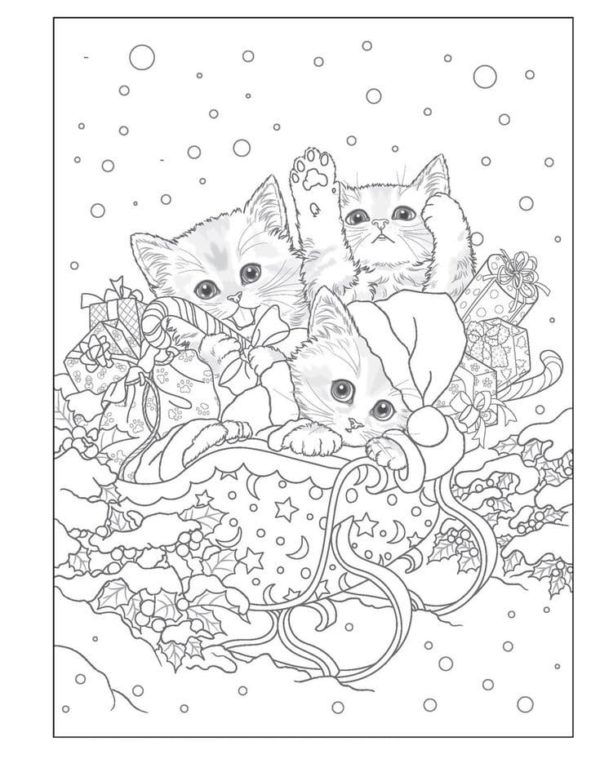 Christmas Cat Coloring Pages