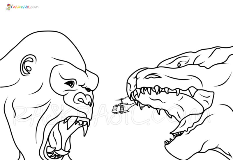 Desenhos de King Kong versus Godzilla para colorir e imprimir