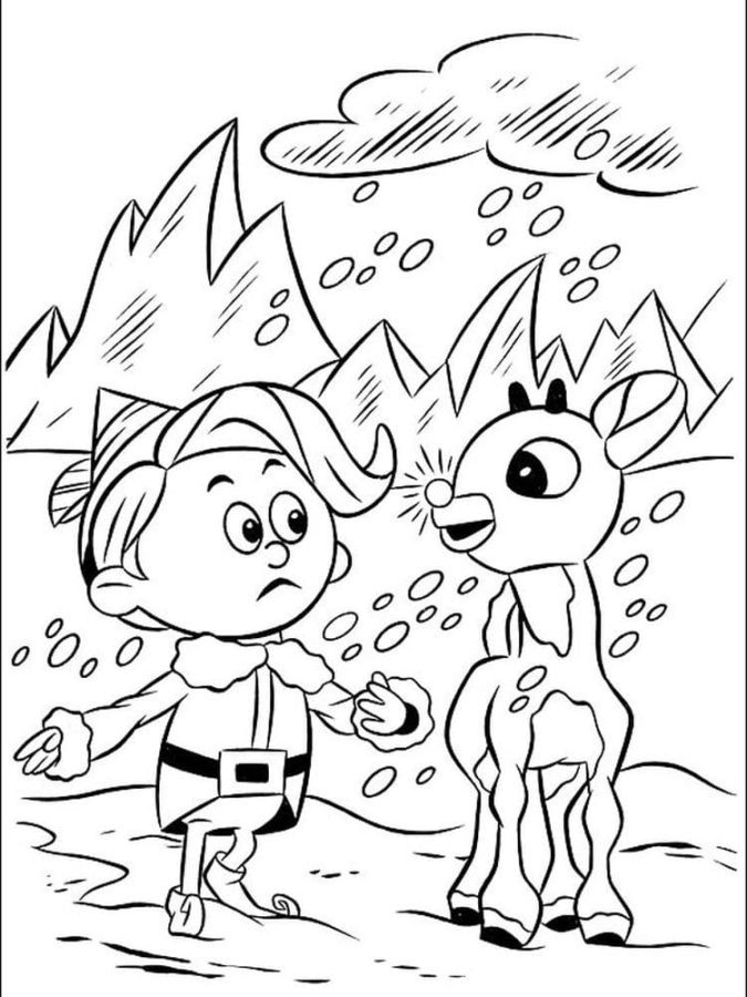 Coloriage Rodolphe le renne au nez rouge - 100 pages à colorier